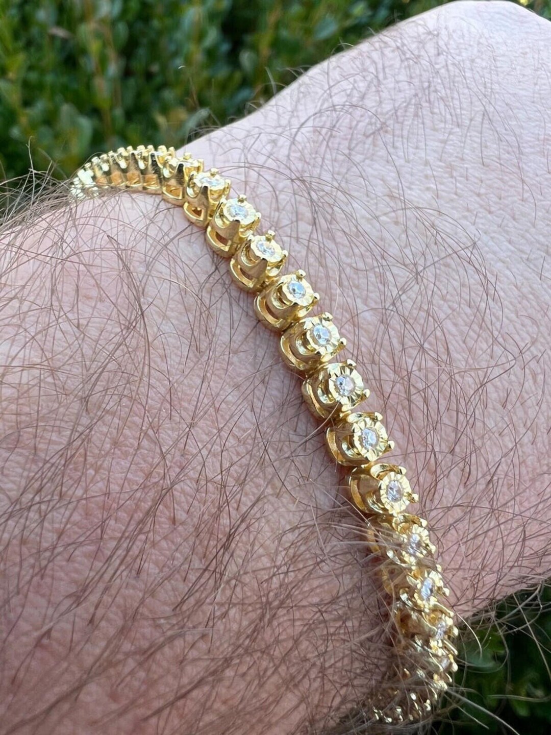 3mm Vvs1 Moissanite Sterling Silver Tennis Bracelet 14k Gold Diamond
