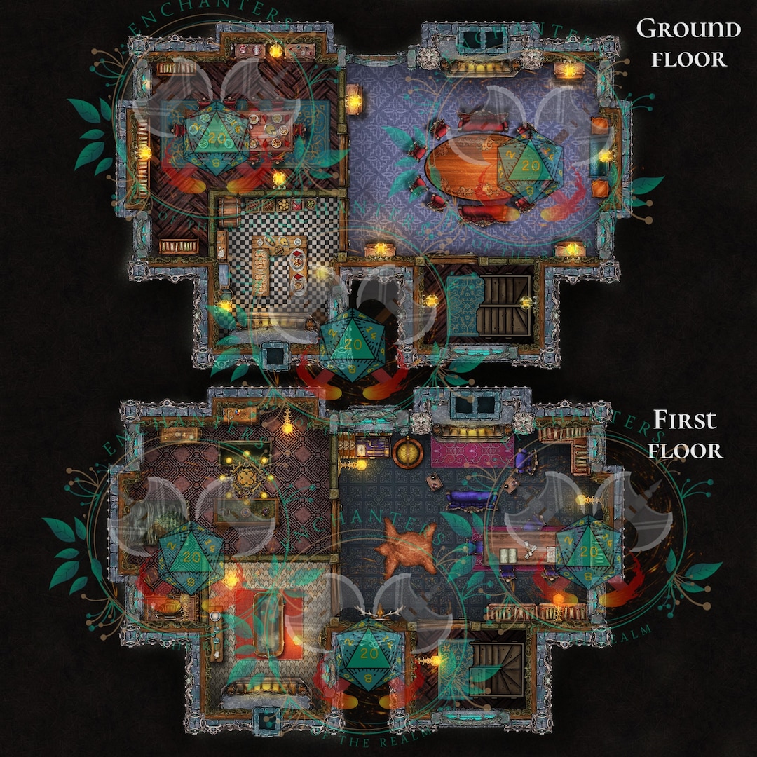 Mansion Map 1 2 Floors RPG D&D 5E Digital Map - Etsy