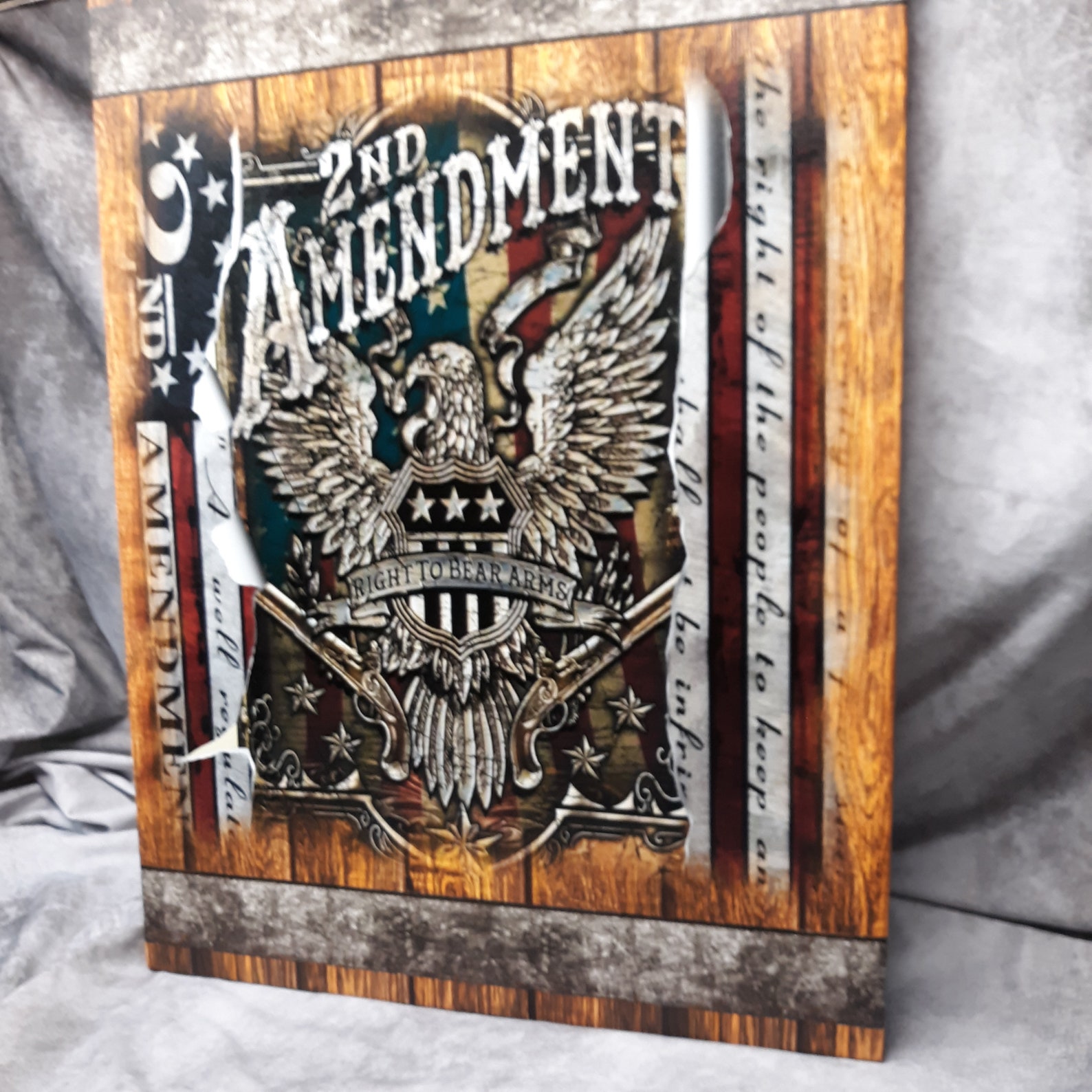 AMERICANA Wall ART, STATEMENT Wall Art, Cool Canvas Art, 2nd Amendment Text Printed Flag Canvas ...