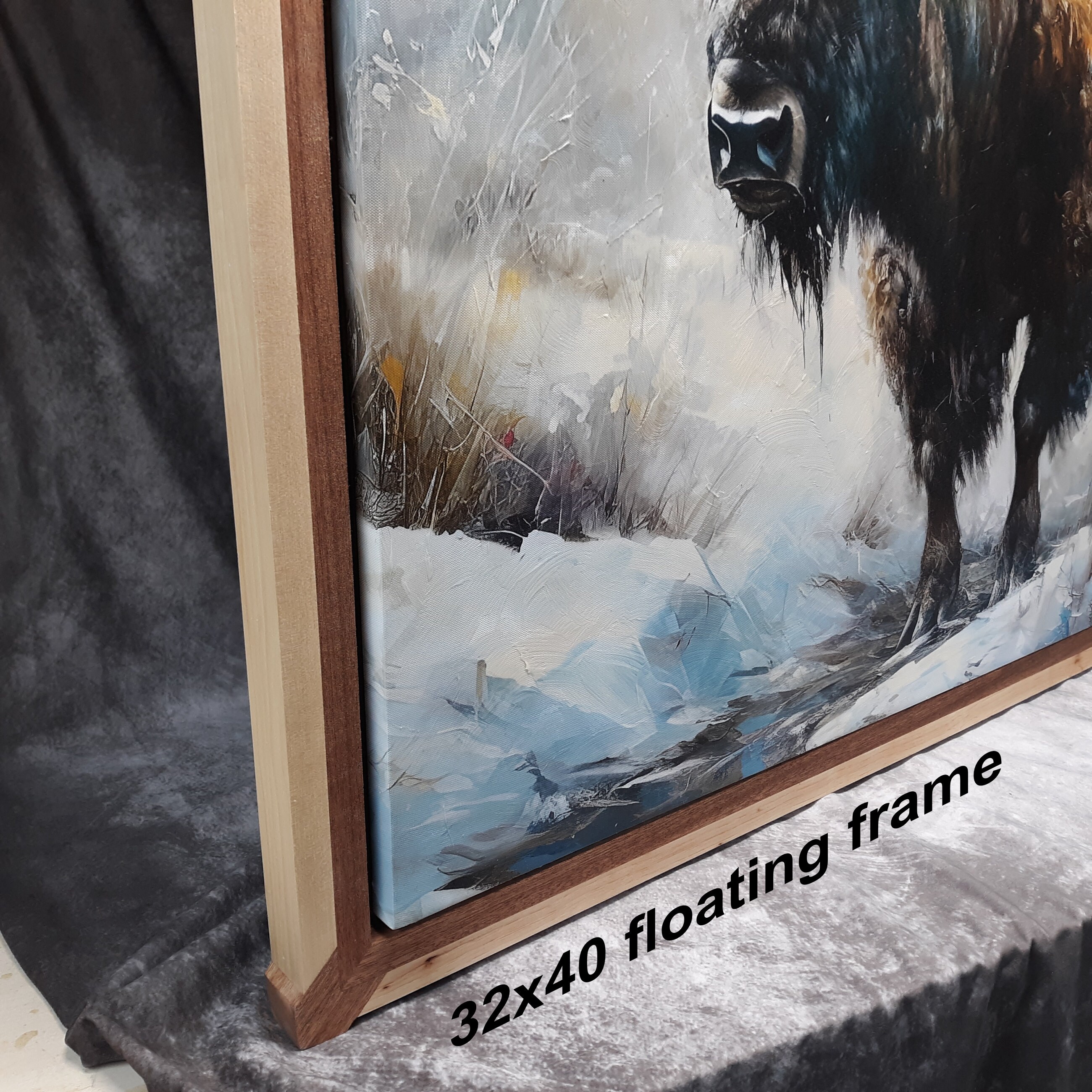 Framed Bison in the Snow Canvas Print, Trendy Home Decor Luxury Canvas ...