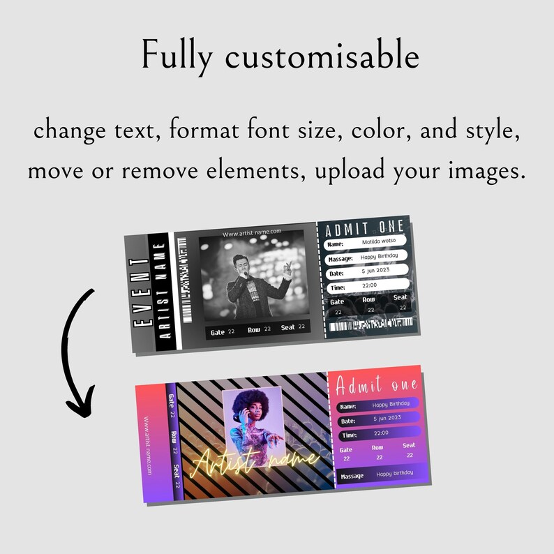 Editable Ticket Even Custom Ticket Canva Editable Template - Etsy