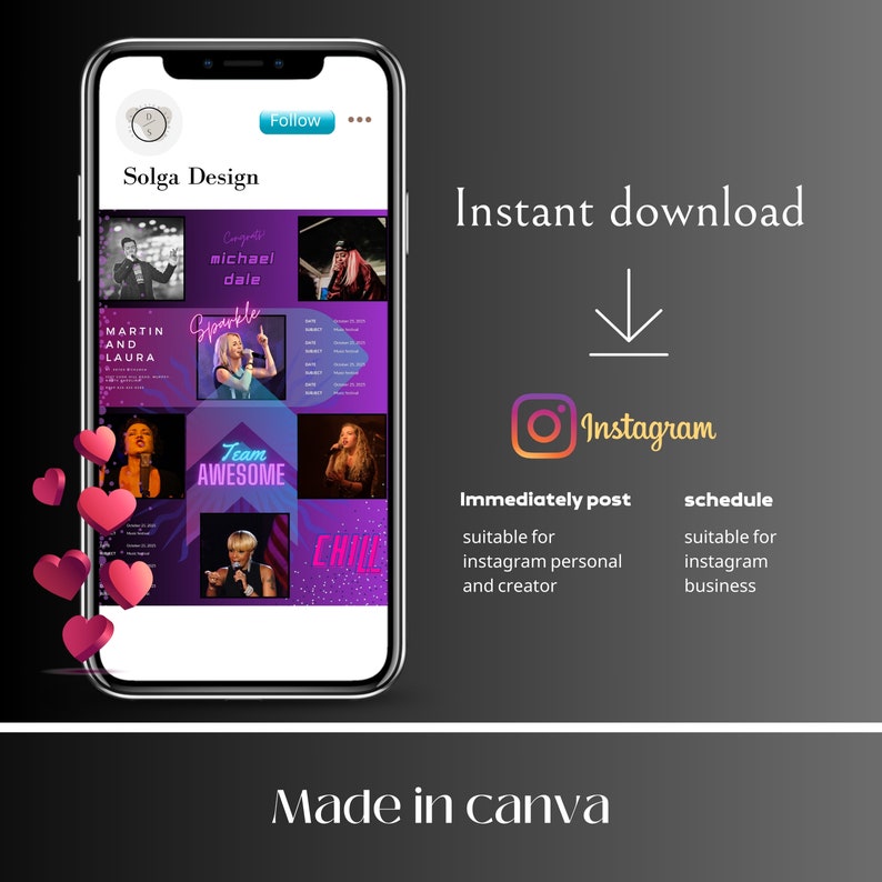Musician Highlights, Musician Instagram Social Media, Canva Editable ...