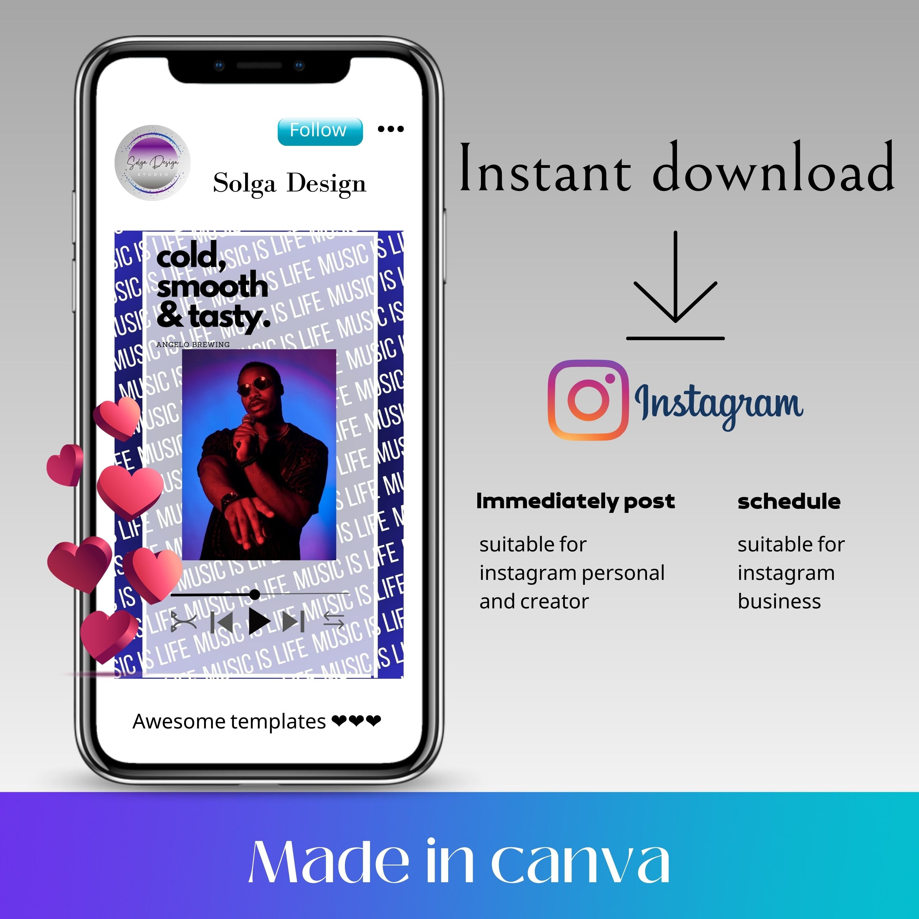 50 Musician Stories, Musician Instagram Social Media, Canva Editable ...