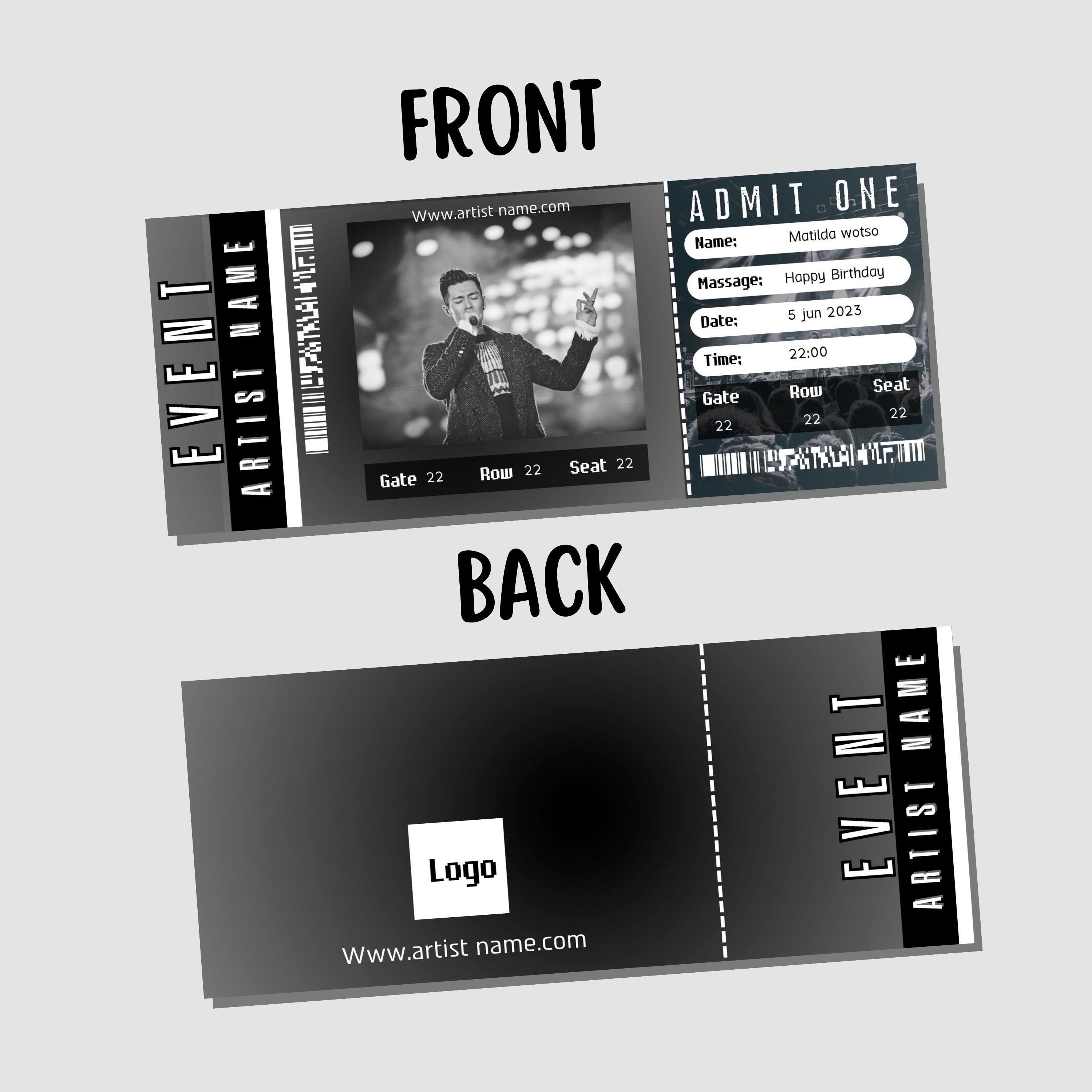 Editable Ticket Even, Custom Ticket, Canva Editable Template, Printable ...