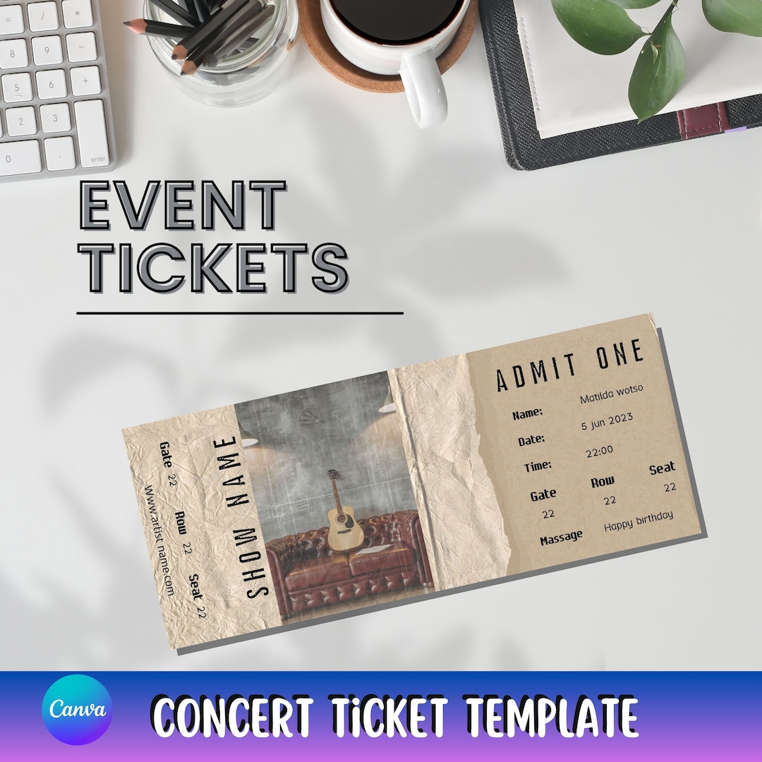 Editable Ticket Even, Custom Ticket, Canva Editable Template, Printable ...