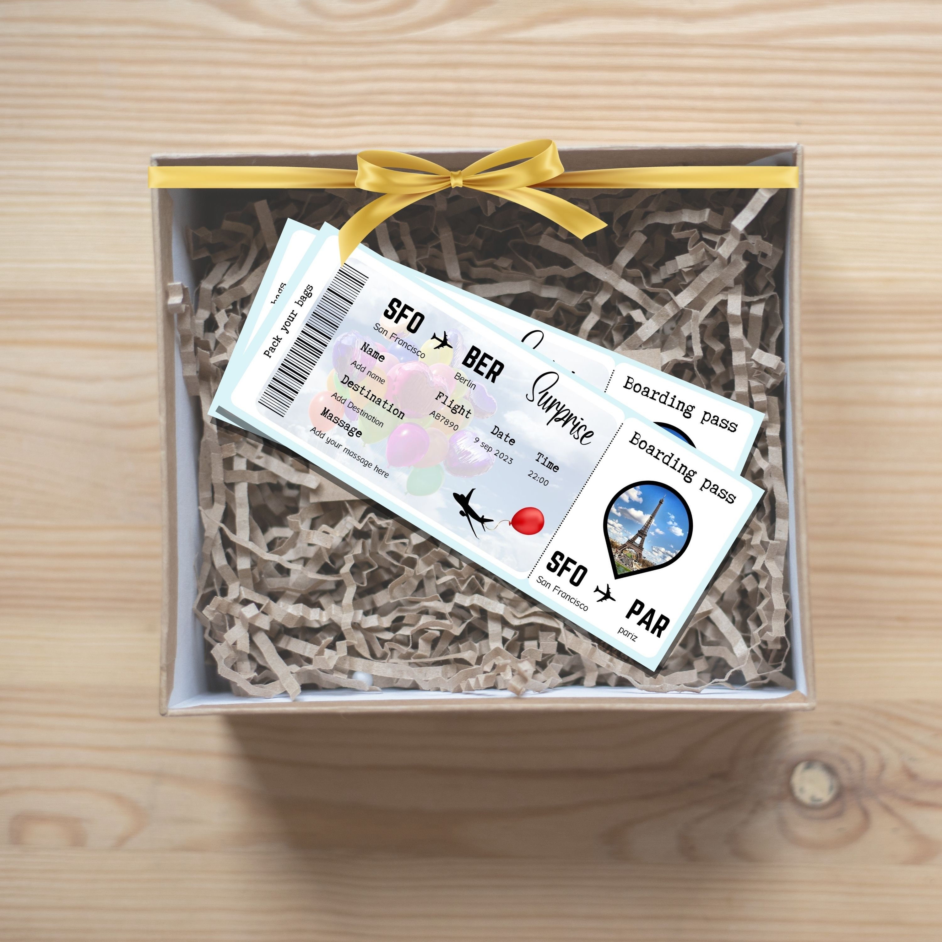 EDITABLE Boarding Pass Ticket, Surprise Vacation , Birthday Airplane ...
