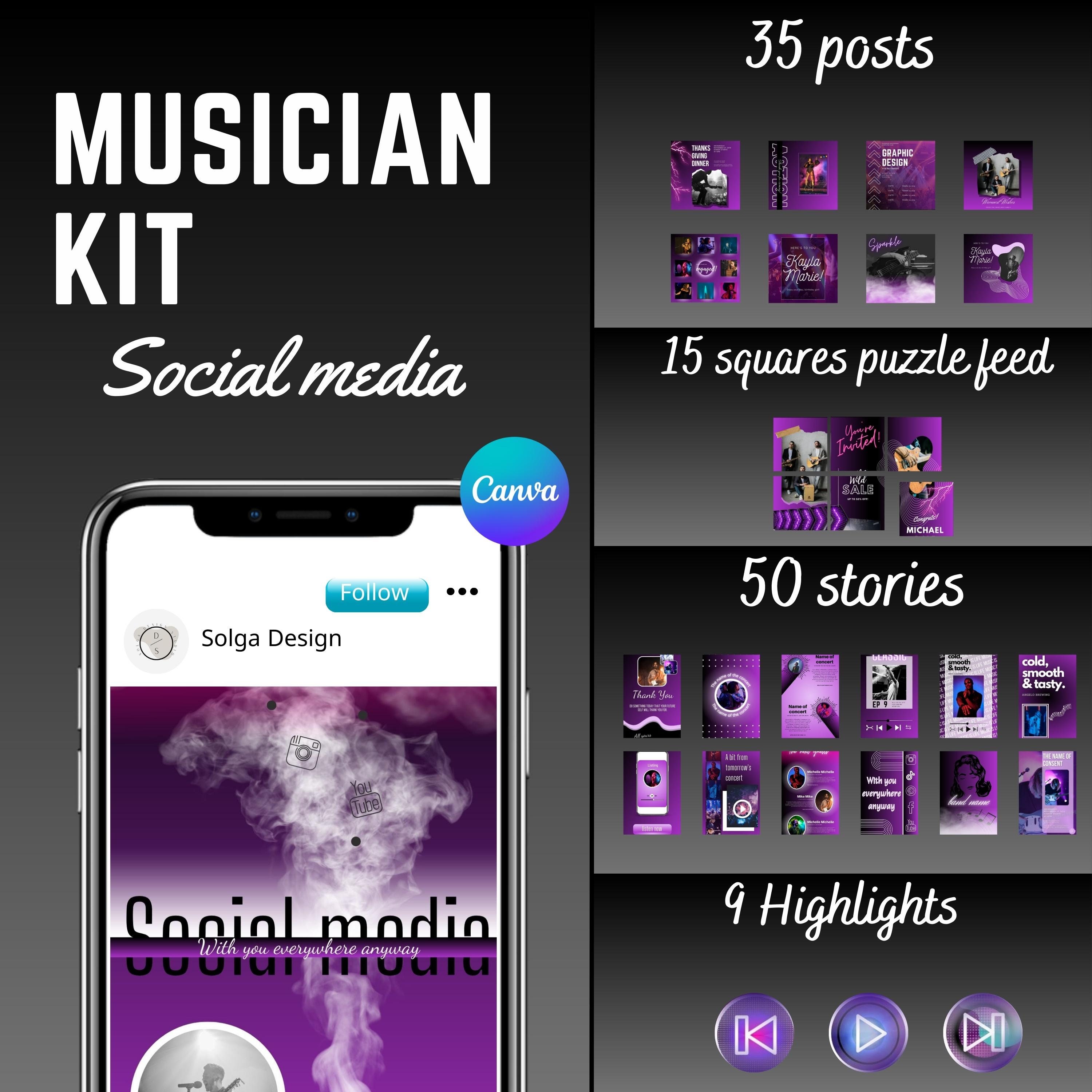 Musician Kit, Musician Instagram Social Media, Canva Editable Template ...