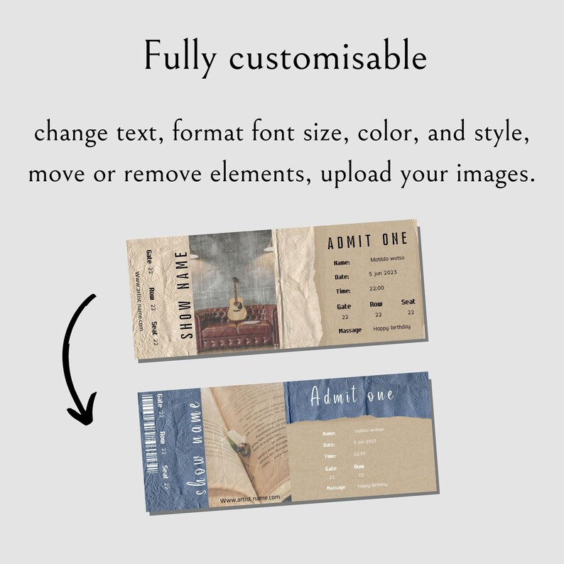 Editable Ticket Even, Custom Ticket, Canva Editable Template, Printable ...