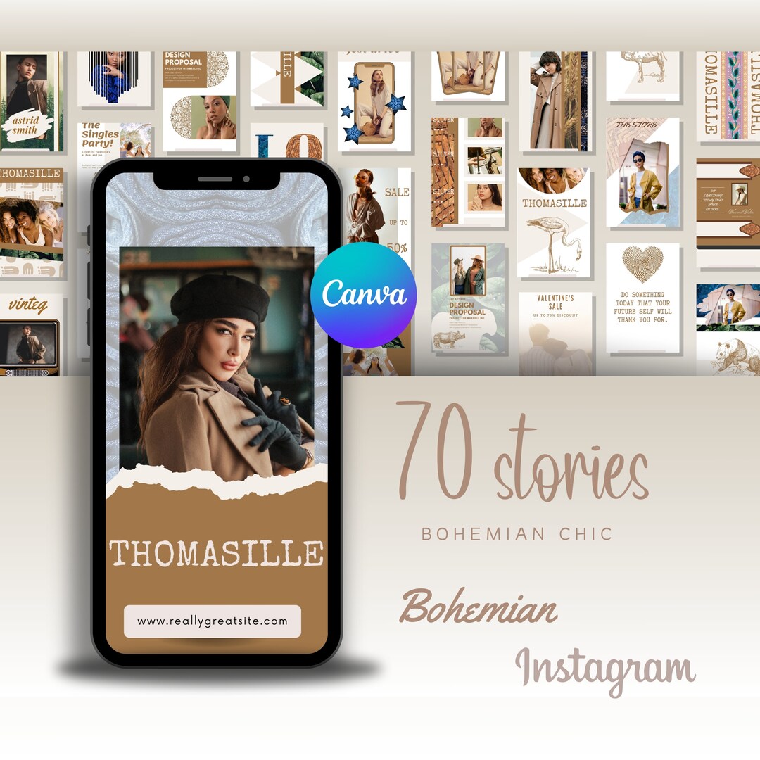 Ecommers Boho Social Media Instagram. 70 Canva Editable Template ...