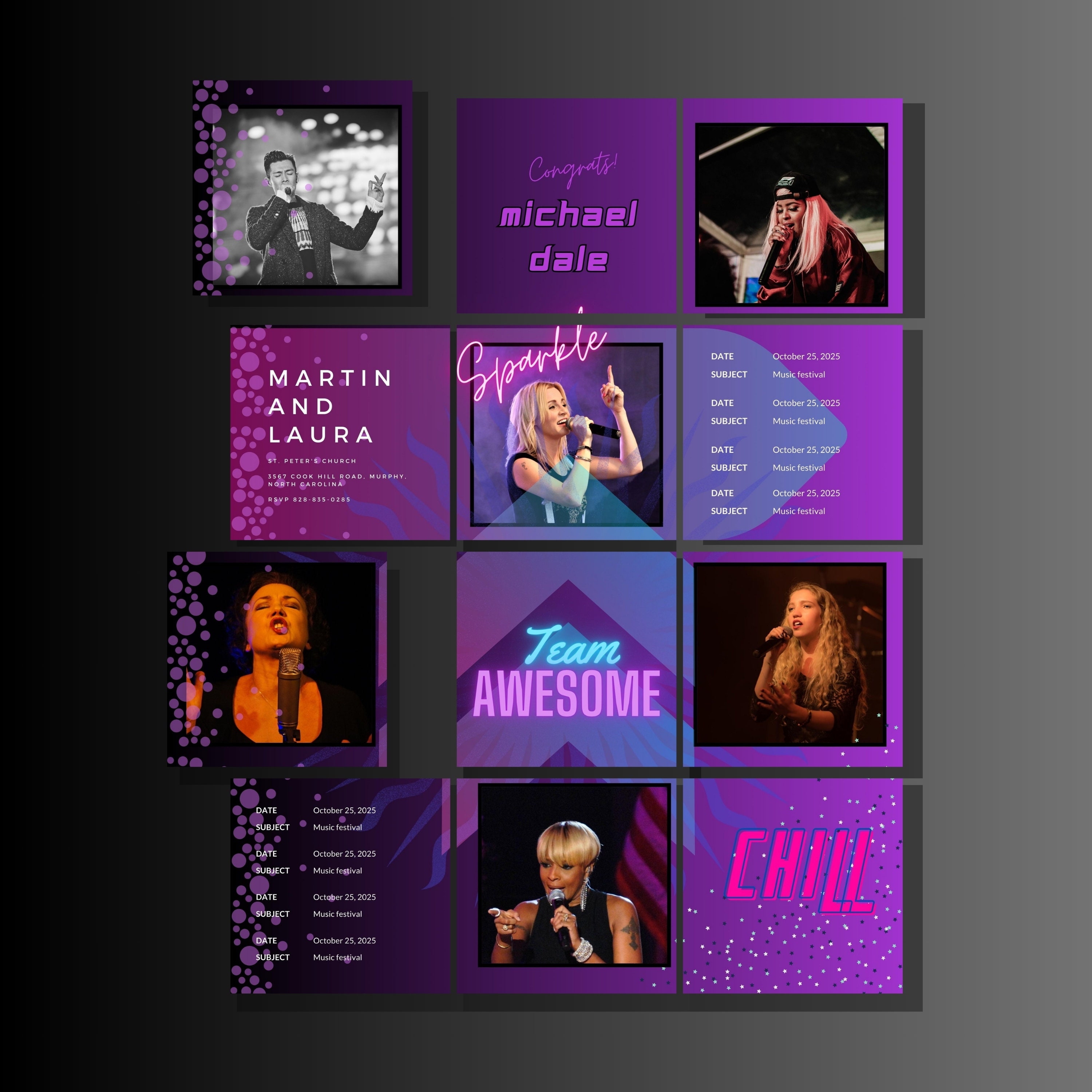 Musician Highlights, Musician Instagram Social Media, Canva Editable ...