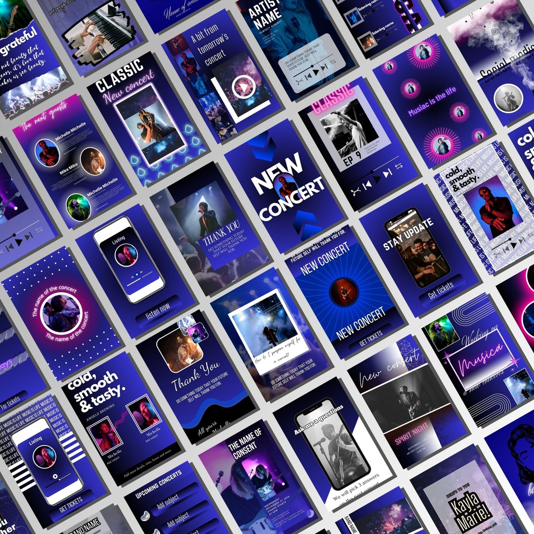 50 Musician Stories, Musician Instagram Social Media, Canva Editable ...