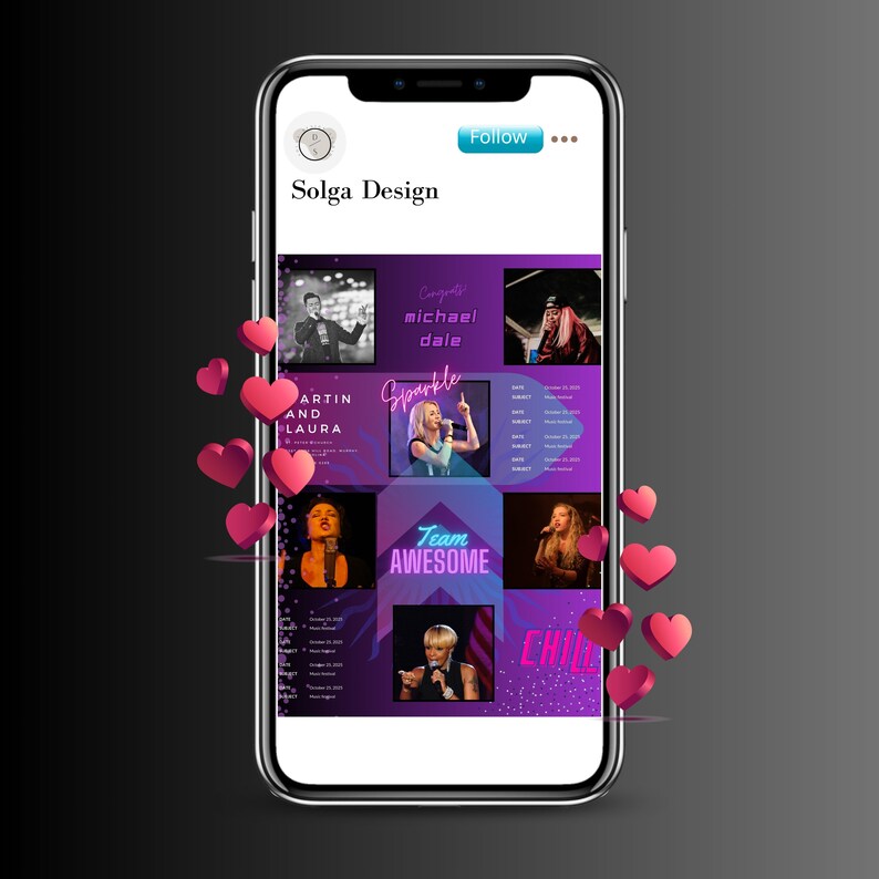 Musician Highlights, Musician Instagram Social Media, Canva Editable ...