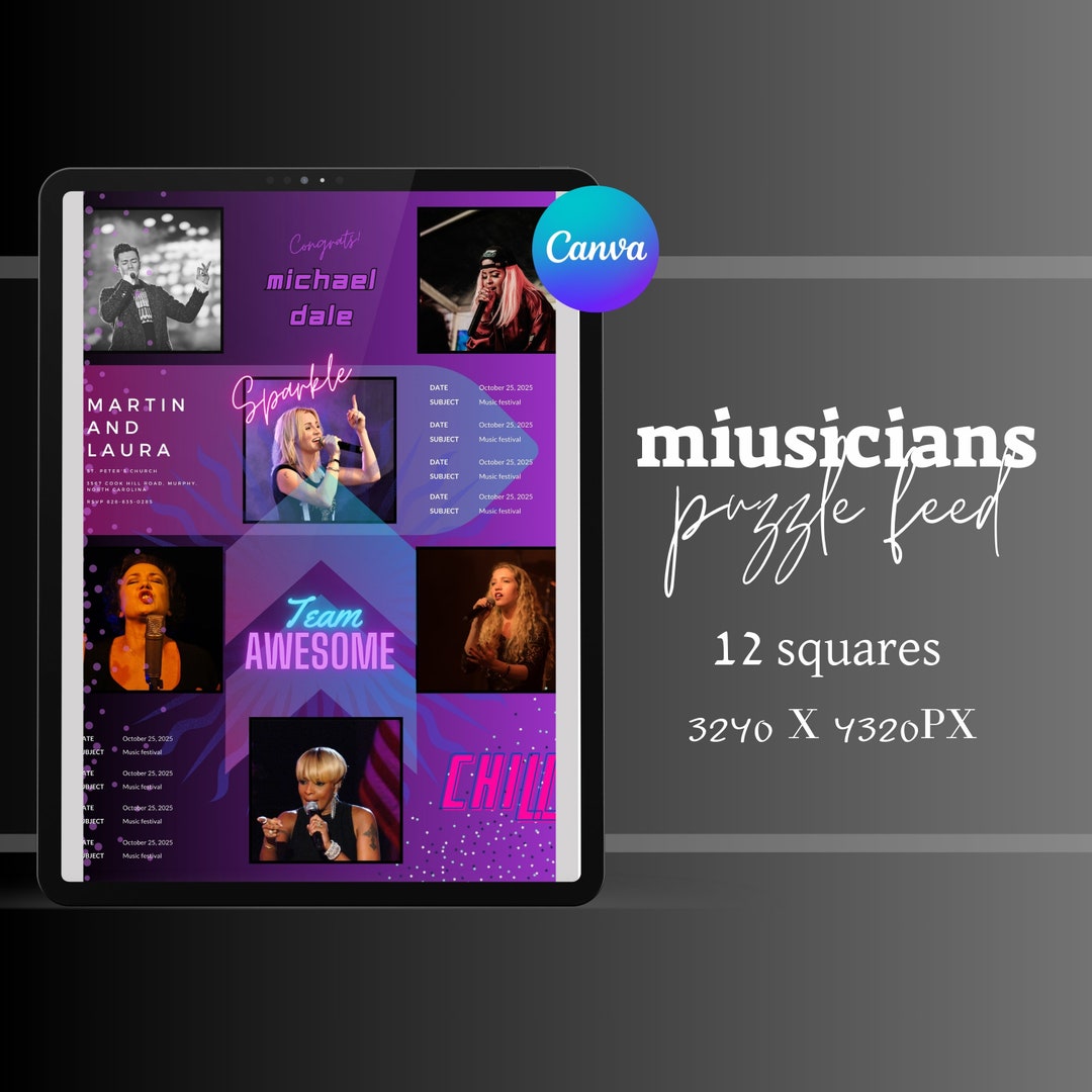 Musician Highlights, Musician Instagram Social Media, Canva Editable ...