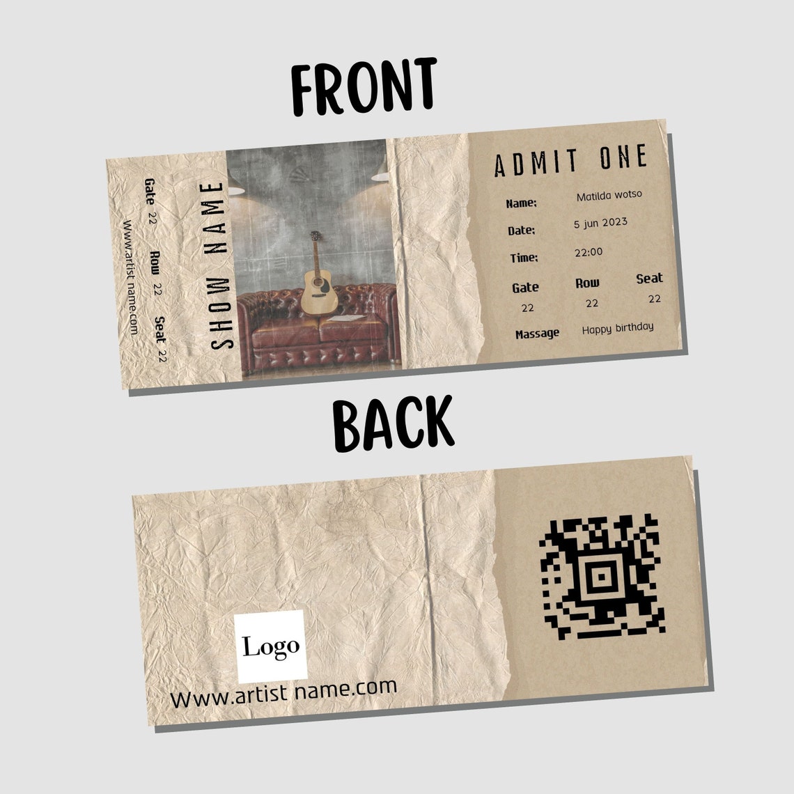 Editable Ticket Even, Custom Ticket, Canva Editable Template, Printable ...