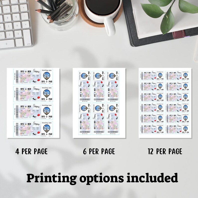 EDITABLE Boarding Pass Ticket, Surprise Vacation , Birthday Airplane ...