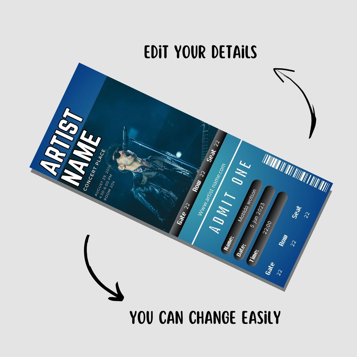 Editable Ticket Even, Custom Ticket, Canva Editable Template, Printable ...