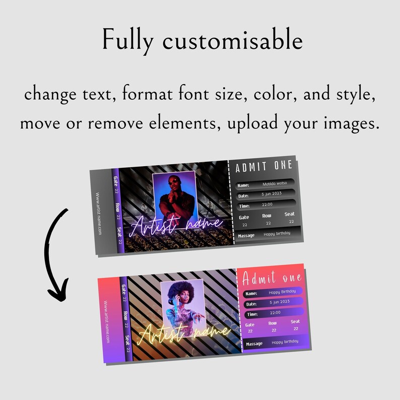 Editable Ticket Even, Custom Ticket, Canva Editable Template, Printable ...