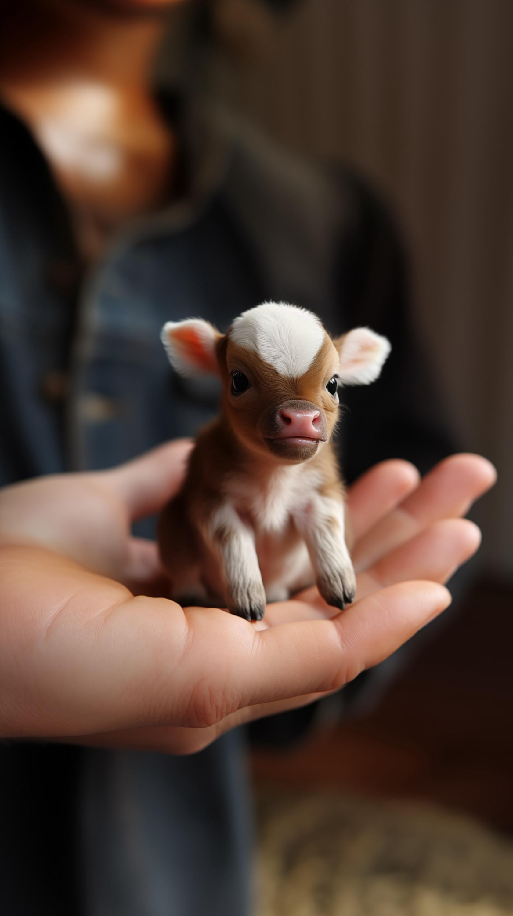 Baby Cow in Palm of Hand Digital Print, Adorable Tiny Calf Nursery Wall ...