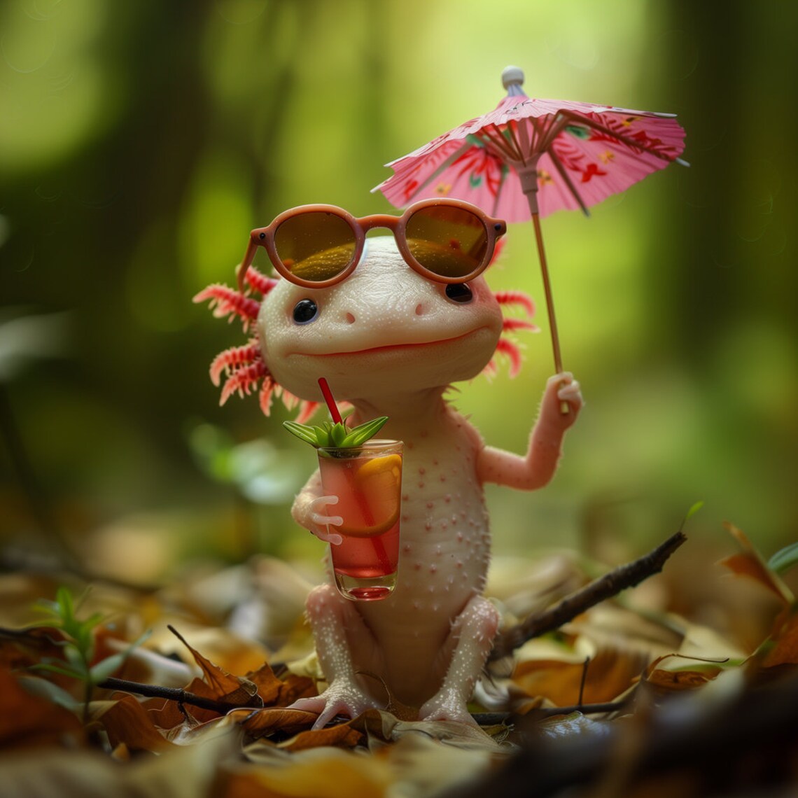 Axolotl on Vacation (digital Print) - Etsy
