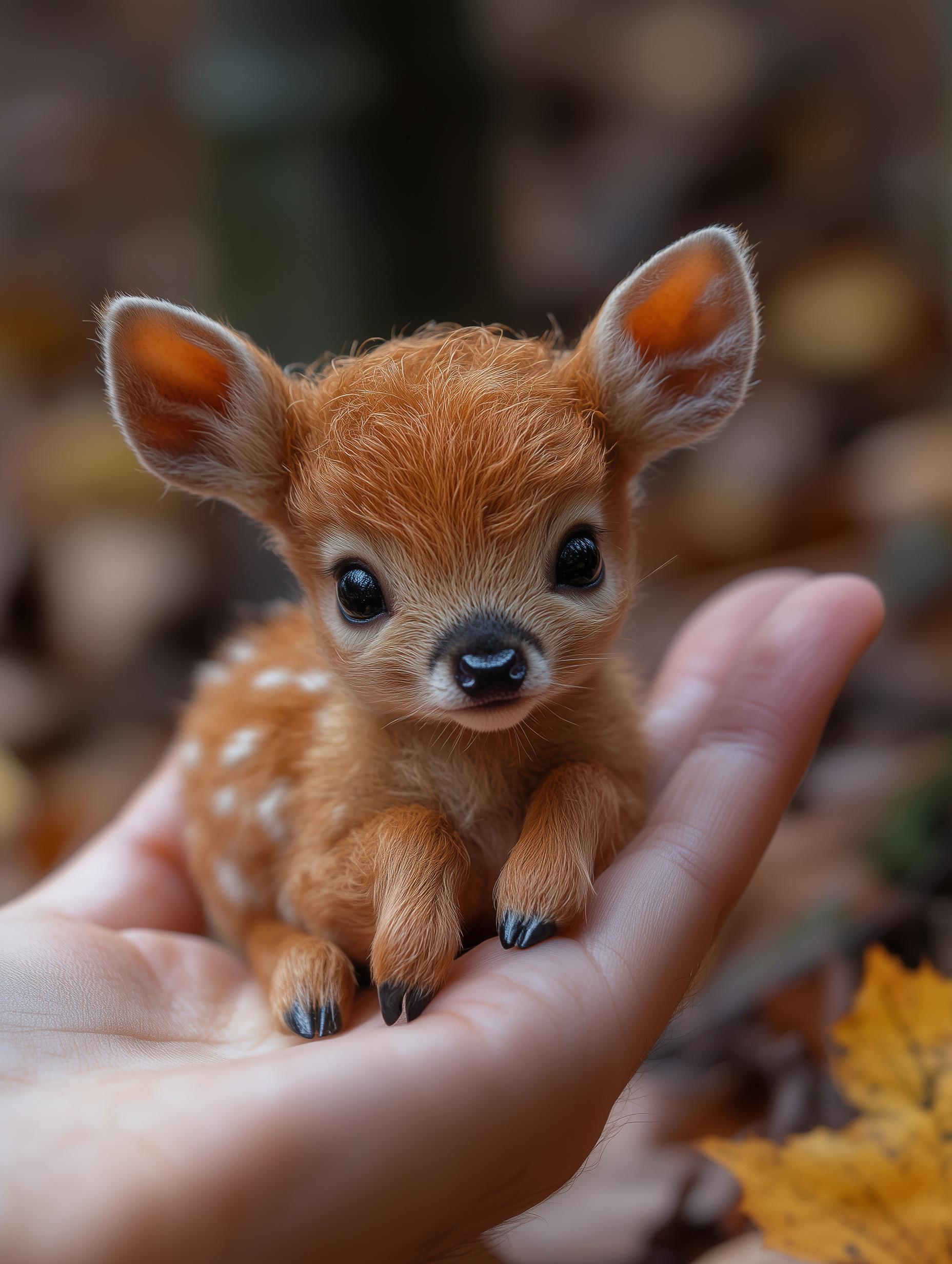 Baby Deer Print: Tiny Fawn in Hand, Wildlife Art (digital Print) - Etsy