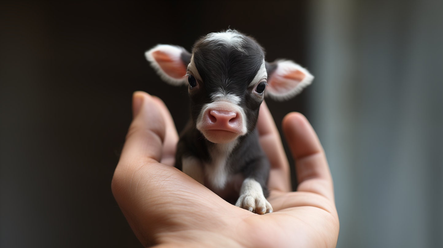 Adorable Newborn Baby Cow in the Palm of Your Hand (digital Print) - Etsy