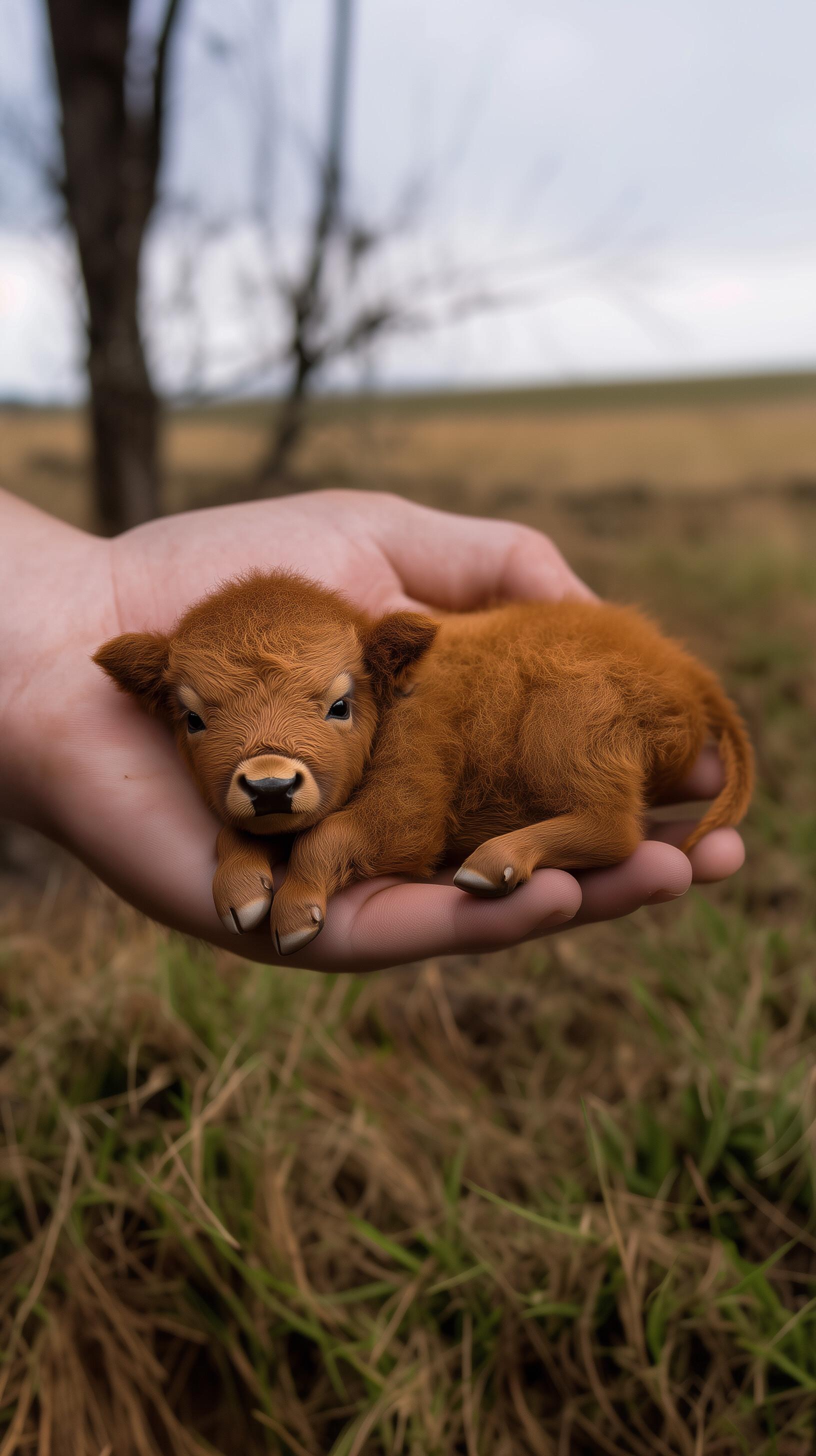 Baby Highland Cow Resting in My Hand (digital Print) - Etsy