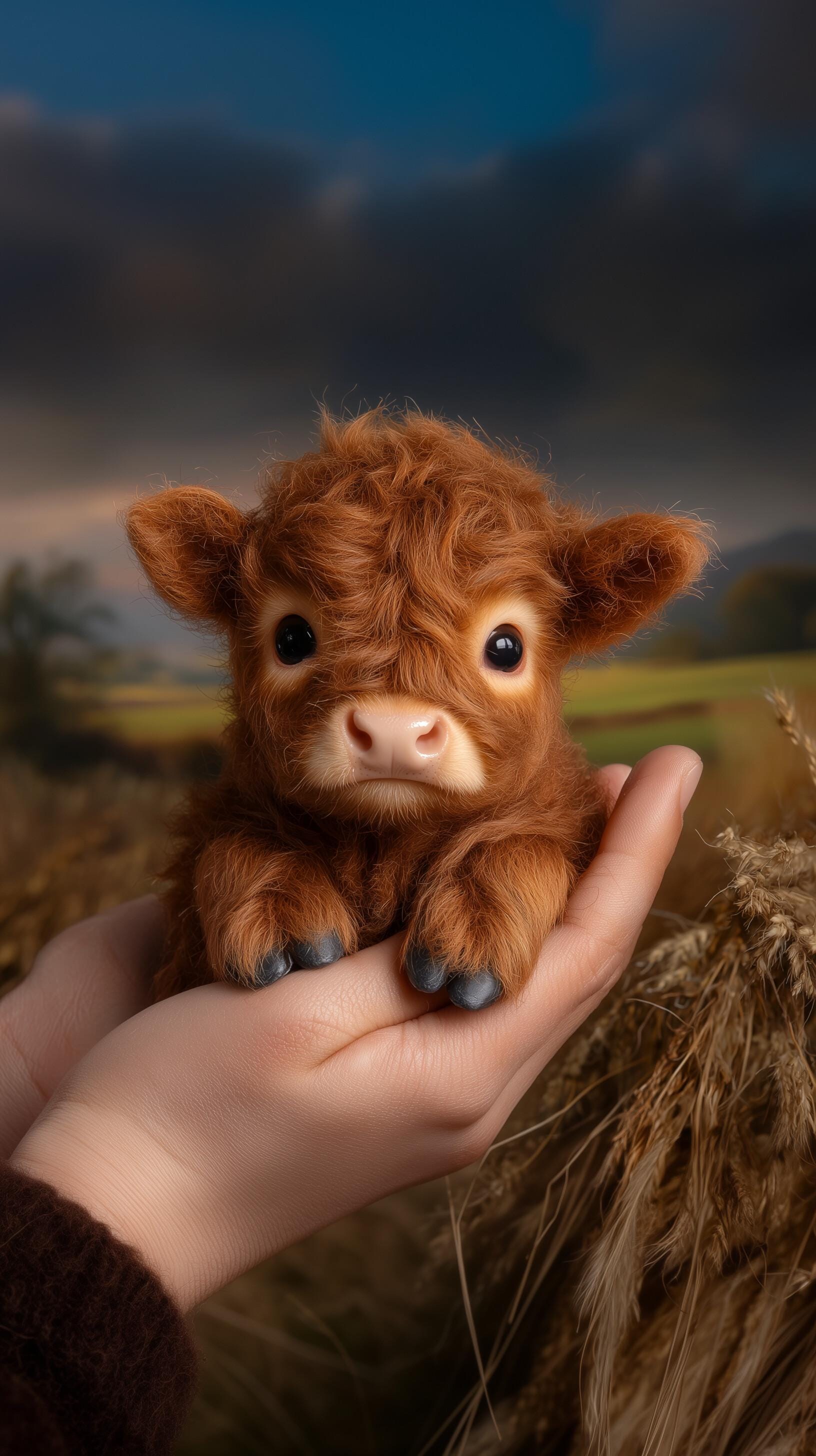 Baby Highland Cow in the Palm of Your Hand (digital Print) - Etsy