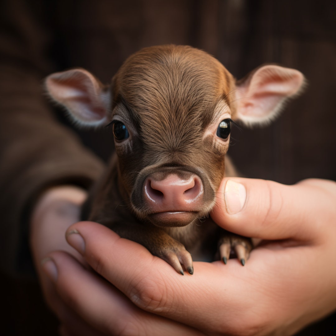 Brown Baby Cow in the Palm of Your Hand (digital Print) - Etsy