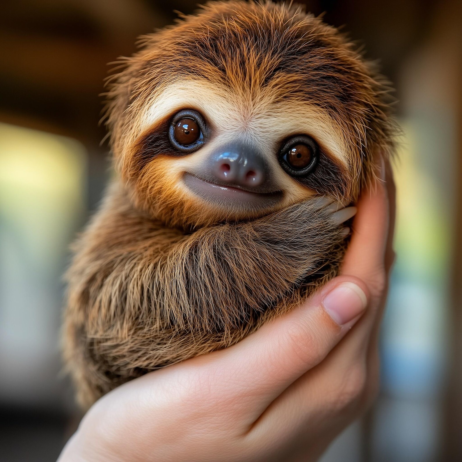Baby Sloth Cuddling in My Hand Digital Print, Adorable Tiny Sloth ...