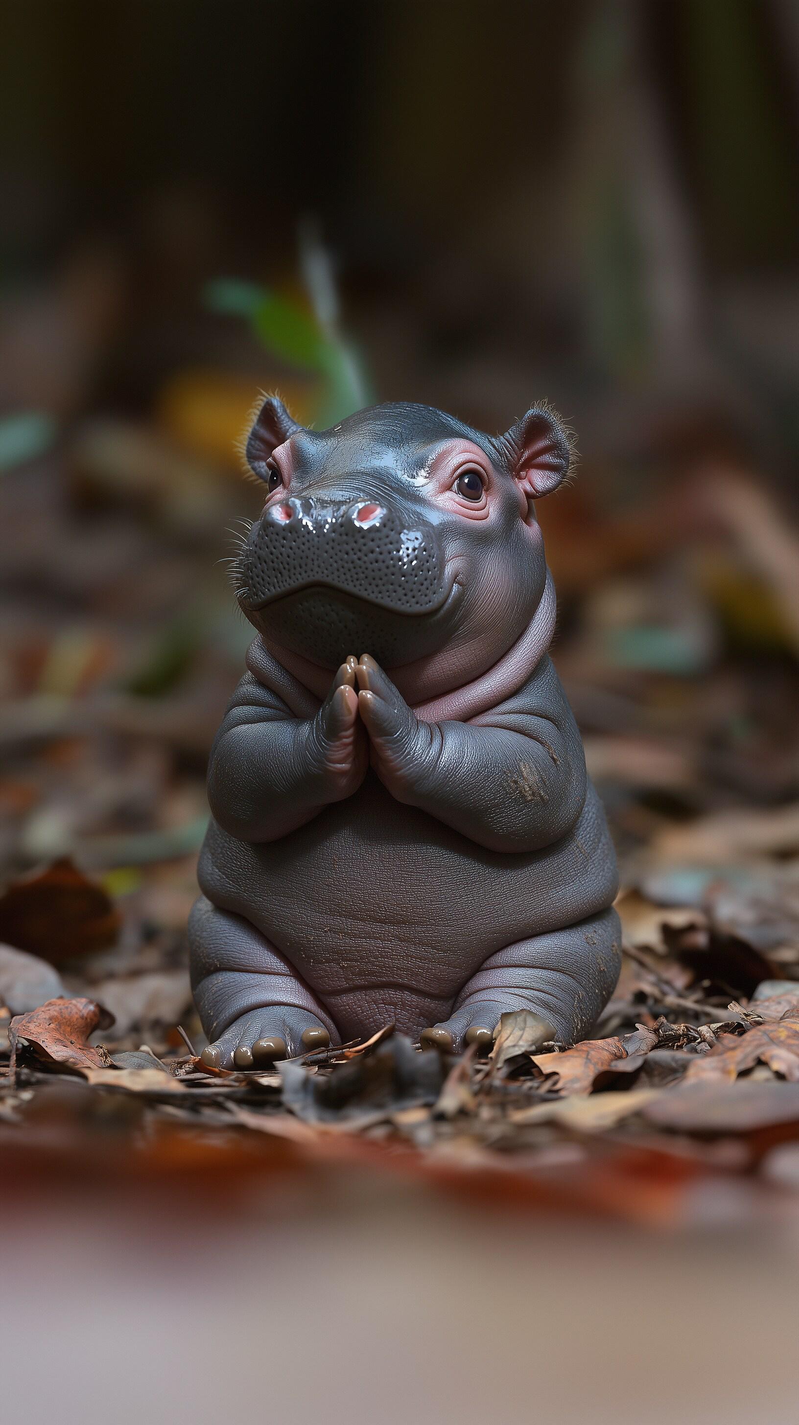 Baby Hippo Praying (digital Print) - Etsy