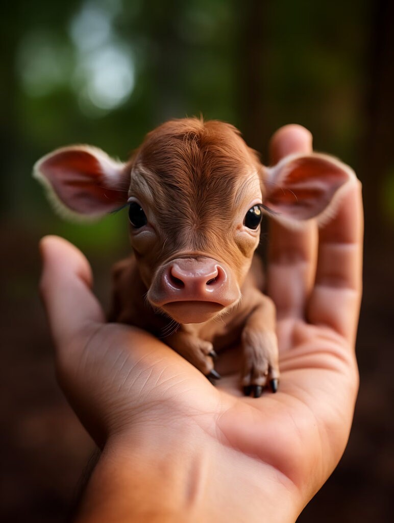 Collection 1 Baby Cow in the Palm of My Hand 5 Baby Cows digital Prints ...