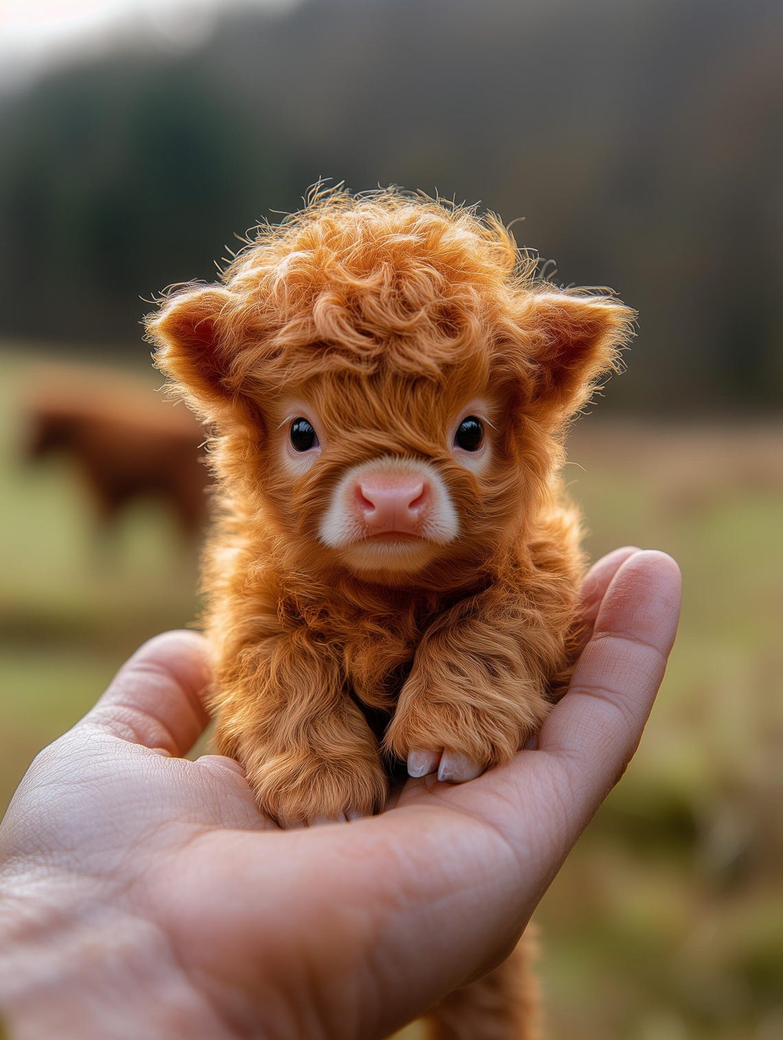 Tiny Baby Highland Cow in the Palm of Your Hand (digital Print) - Etsy