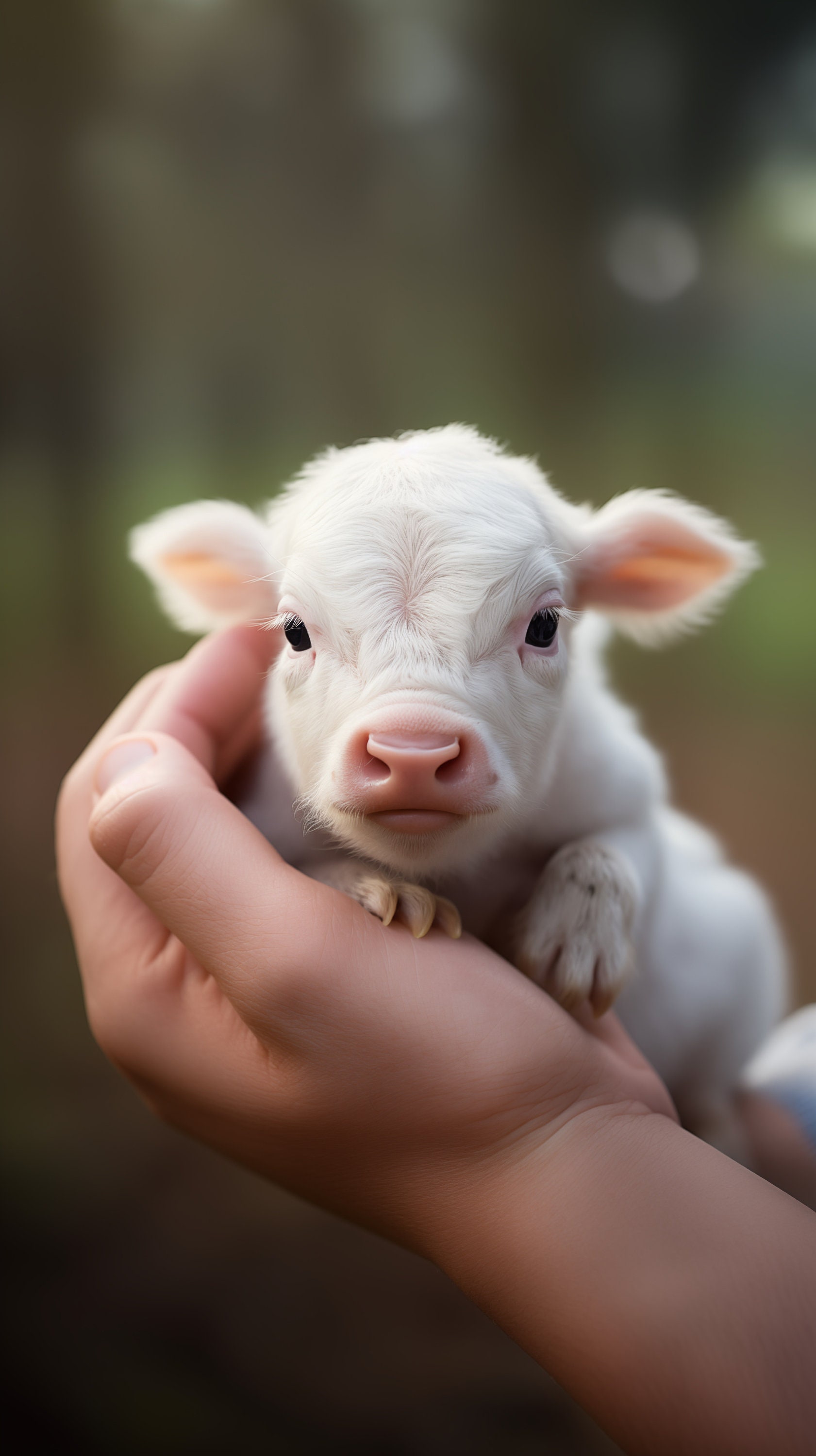 Adorable White Baby Cow in the Palm of Your Hand (digital Print) - Etsy