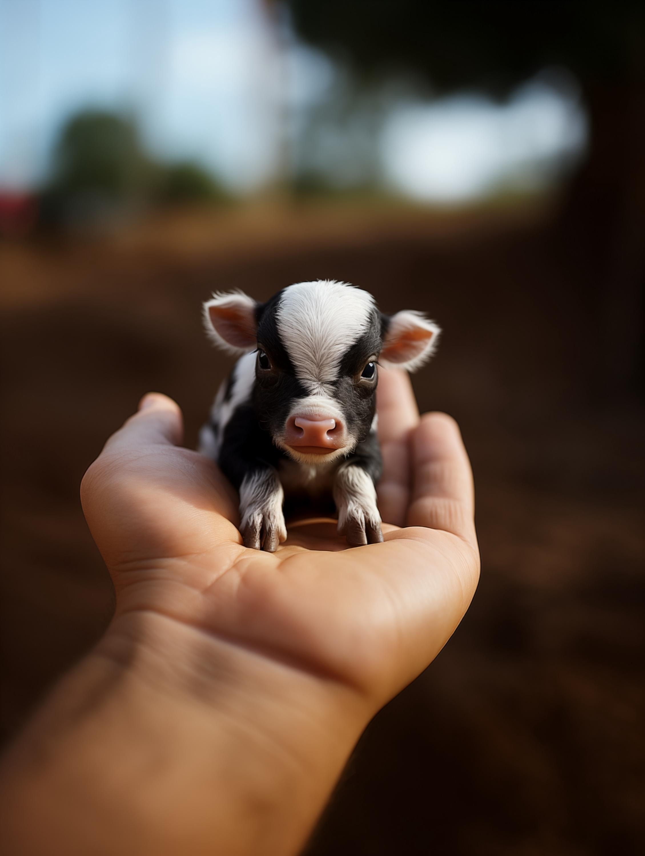 Baby Cow in the Palm of Your Hand | Cow Poster Art (digital Print) - Etsy