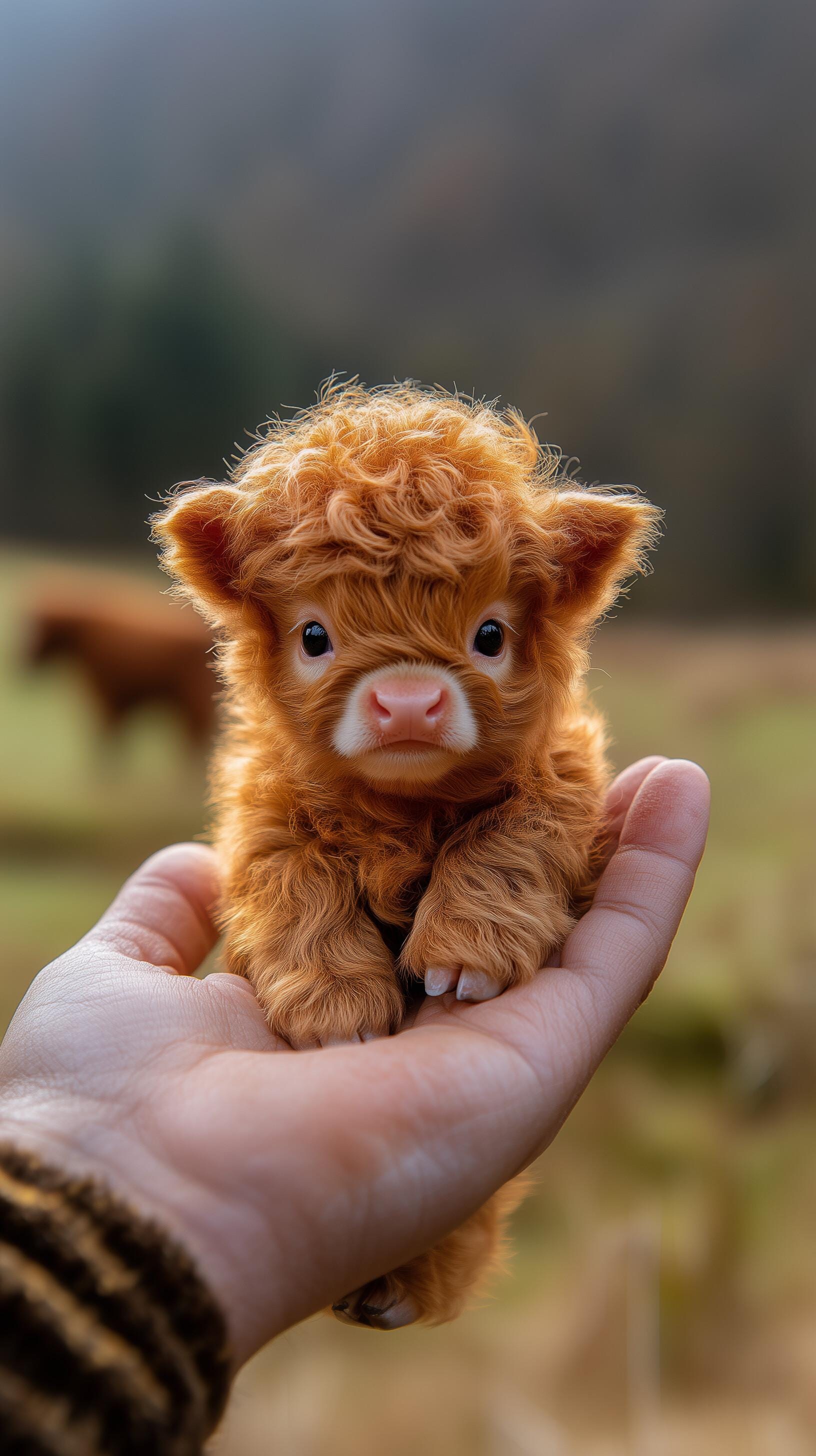 Tiny Baby Highland Cow in the Palm of Your Hand (digital Print) - Etsy