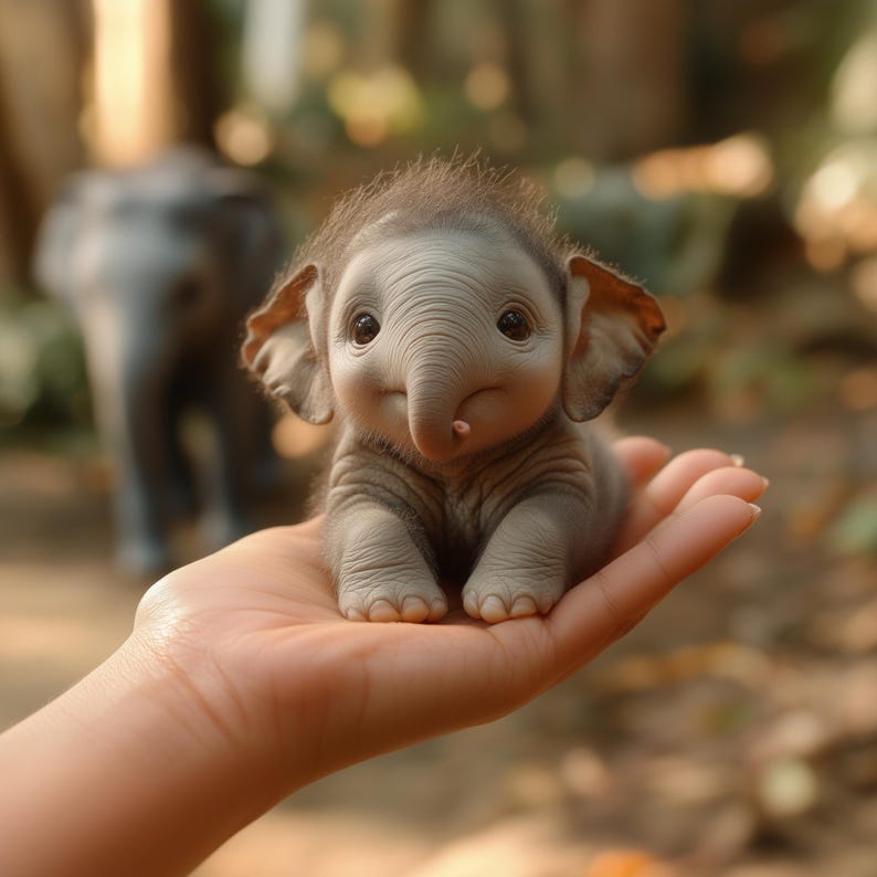 Tiny Baby Elephant Art - Etsy