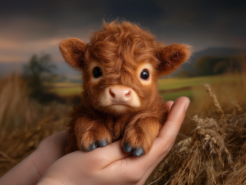 Baby Highland Cow in the Palm of Your Hand (digital Print) - Etsy