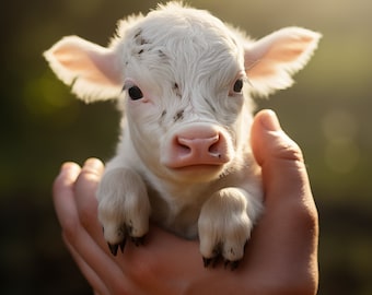 Baby Cow in the Palm of Your Hand - Etsy