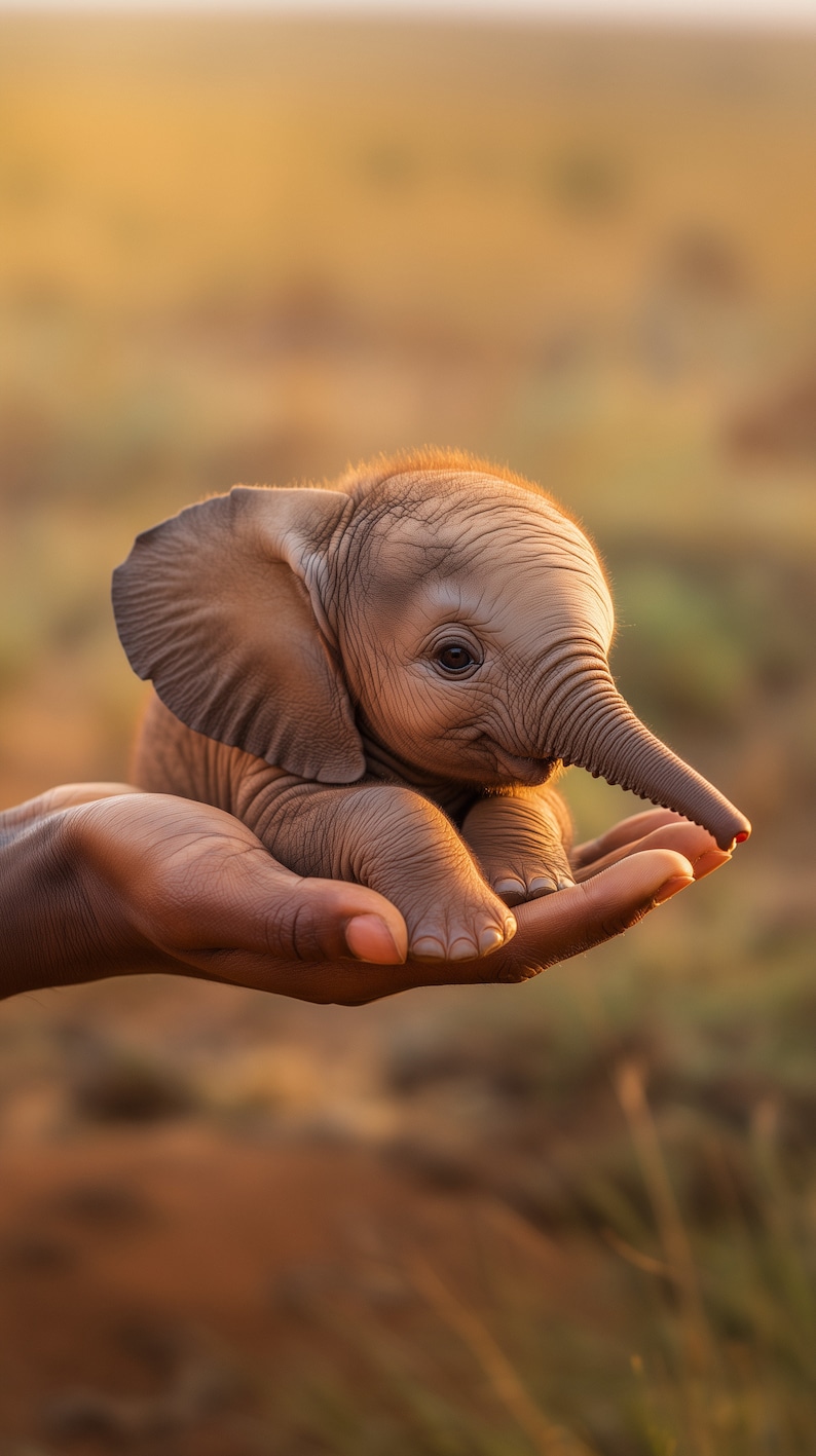 Baby Elephant in the Palm of My Hand (digital Print) - Etsy