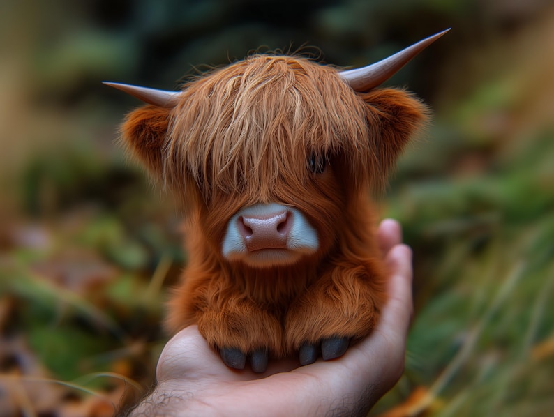 Baby Highland Cow in the Palm of Your Hand (digital Print) - Etsy