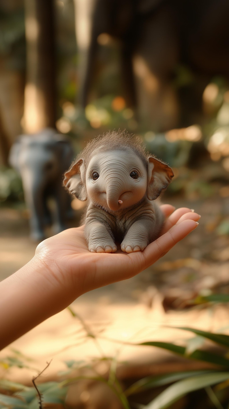 Tiny Baby Elephant Art - Etsy