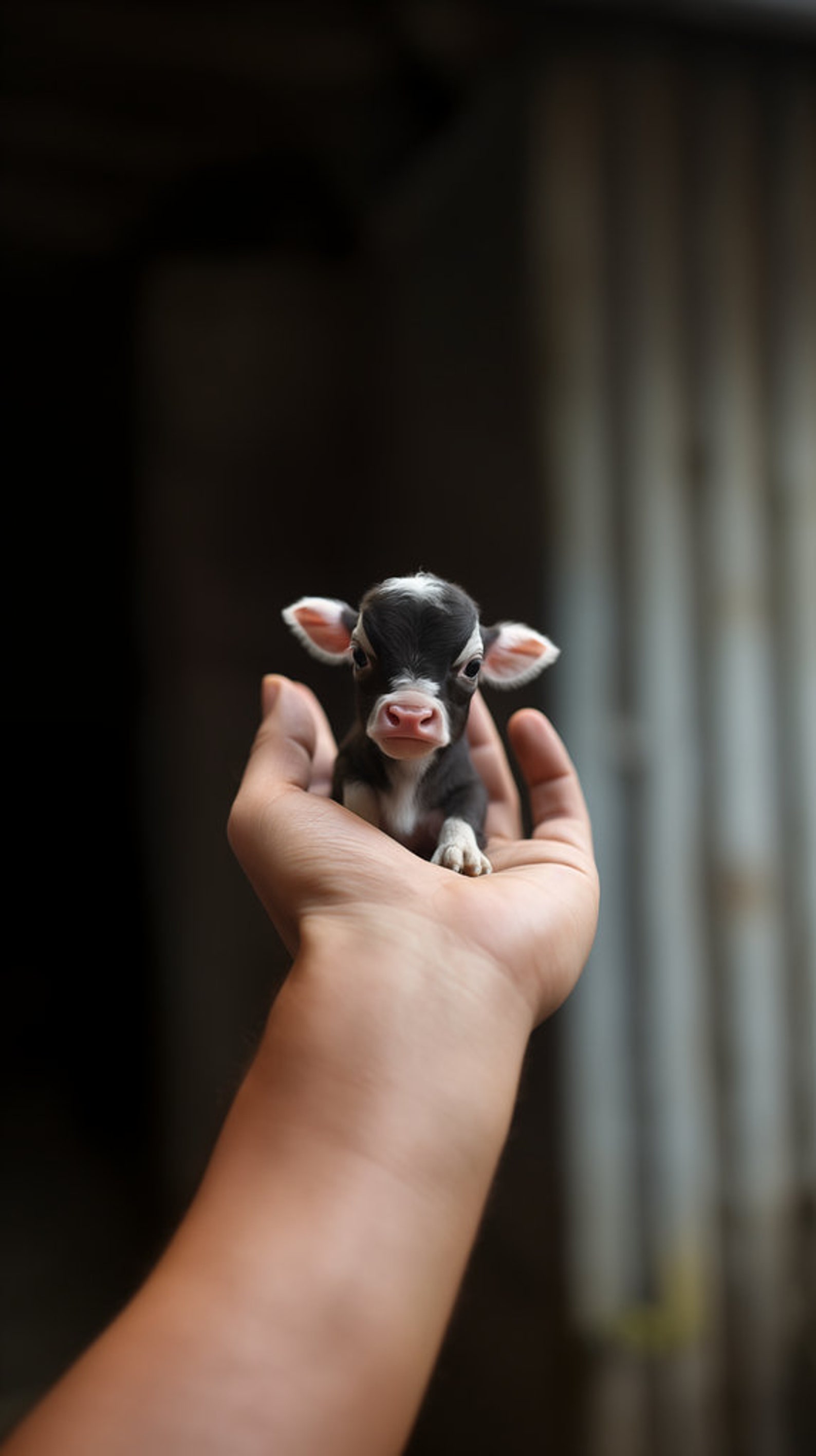 Newborn Baby Cow in Palm of Hand Digital Print, Adorable Tiny Calf ...