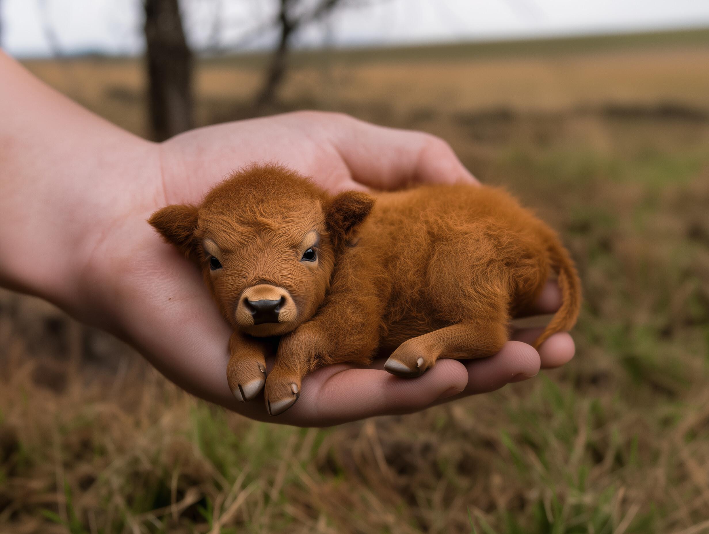 Baby Highland Cow Resting in My Hand (digital Print) - Etsy