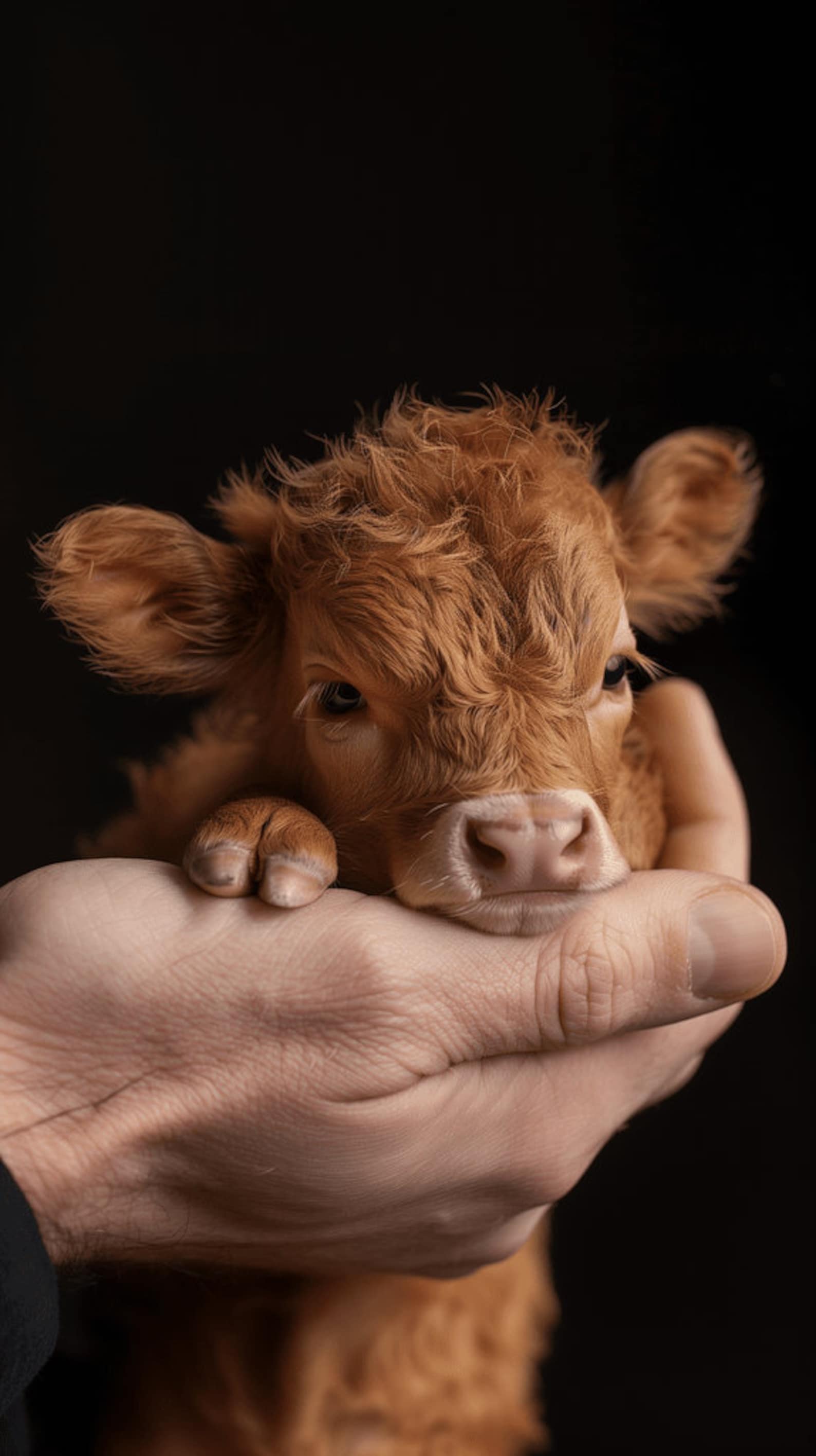 Baby Highland Cow in the Palm of Your Hand (digital Print) - Etsy