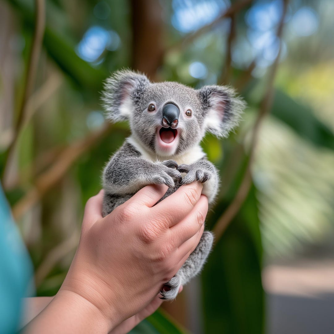 Amazed Baby Koala Bear Digital Print, Cute Koala Joey Nursery Wall Art ...