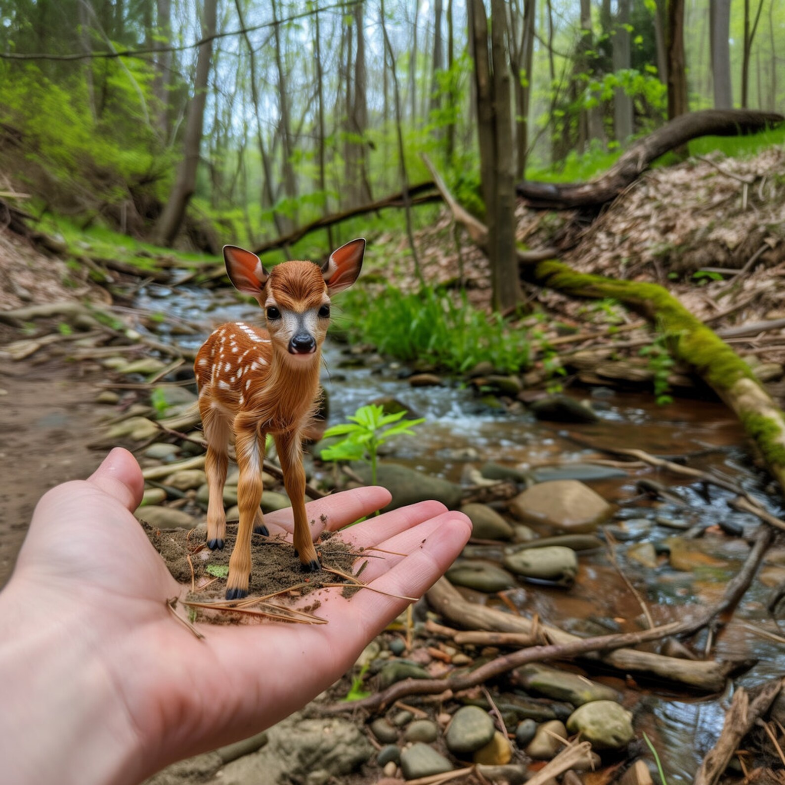 Tiny Baby Deer in Hand Print, Forest Fawn Nursery Wall Art (digital ...