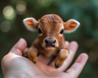 Baby Cow in the Palm of Your Hand - Etsy