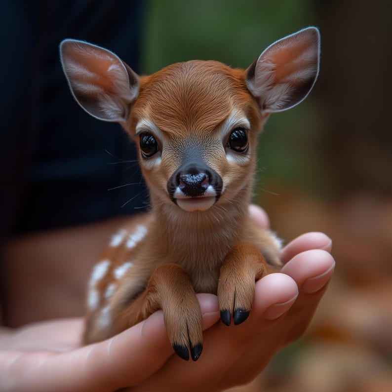 Cute Baby Deer Fawn in the Palm of Your Hand digital Print - Etsy
