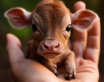 White Baby Cow in the Palm of Your Hand - Etsy