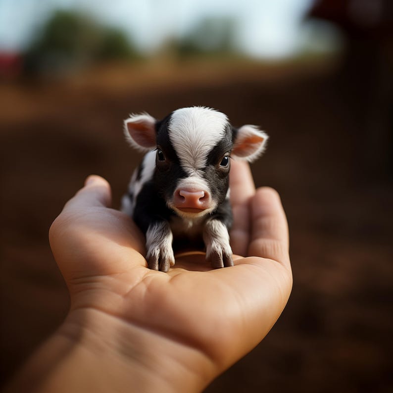 Baby Cow in the Palm of Your Hand | Cow Poster Art (digital Print) - Etsy